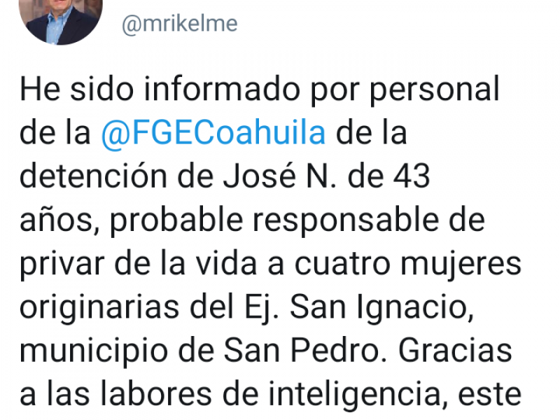 Detienen a presunto múltiple feminicida de San Pedro Detienen a presunto múltiple feminicida de San Pedro